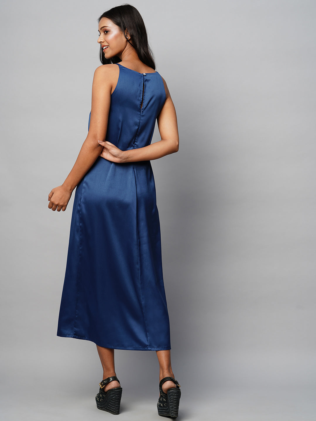 Buy Now Chemistry Satin Silk Incut Fit & Flare Dress