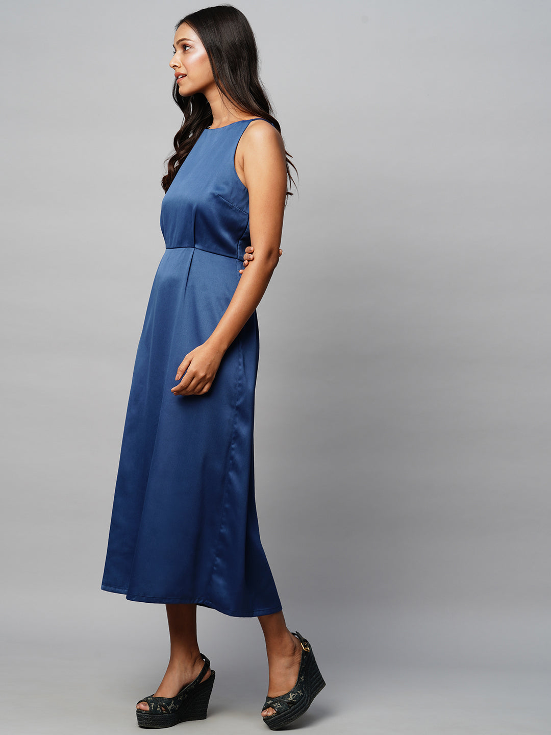 Buy Now Chemistry Satin Silk Incut Fit & Flare Dress